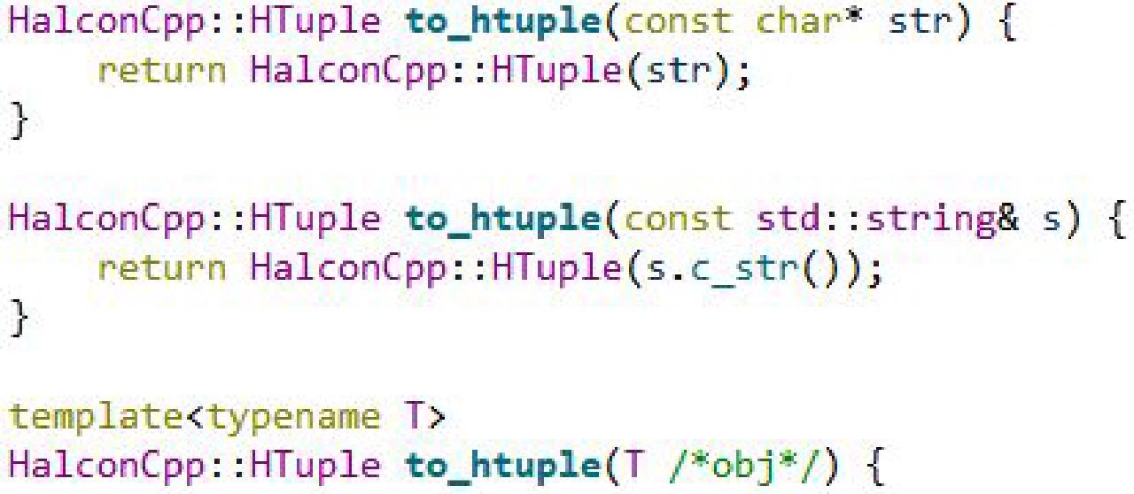 Conversion of standard C++ data structures to HalconCpp::HTuple ...